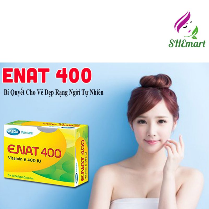 MEGA ENAT 400 Natural Vitamin E Softgel Capsules USP 400 IU Skin Care ...