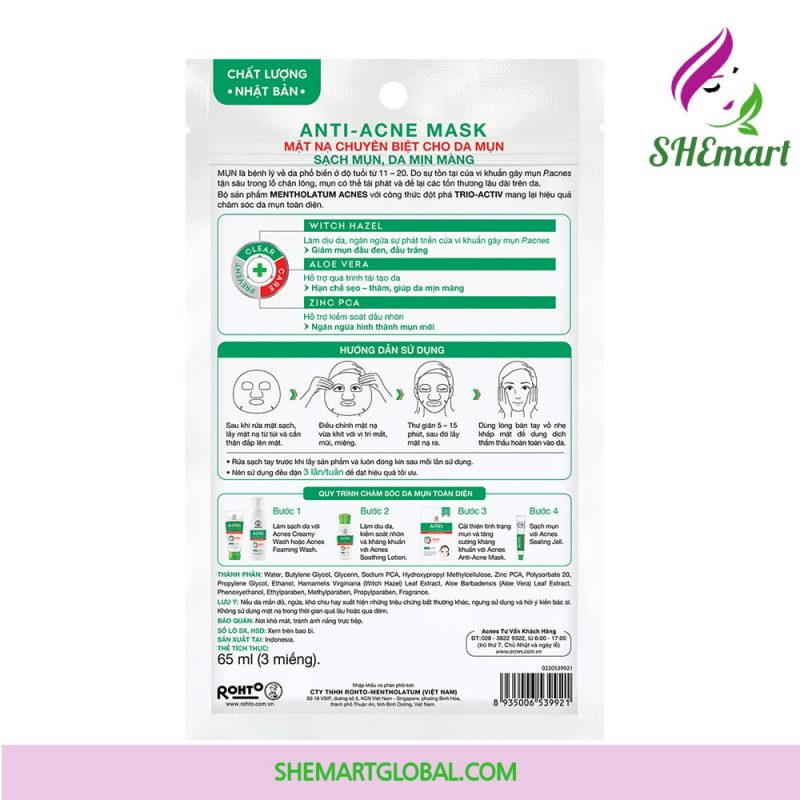 3 Masks Acnes Anti-Acne Mask - SHEmart Global